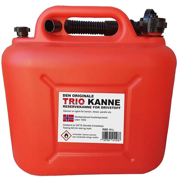 Trio Drivstoffkanne for bensin og diesel Rød 10 liter - Torsvang Maskin AS